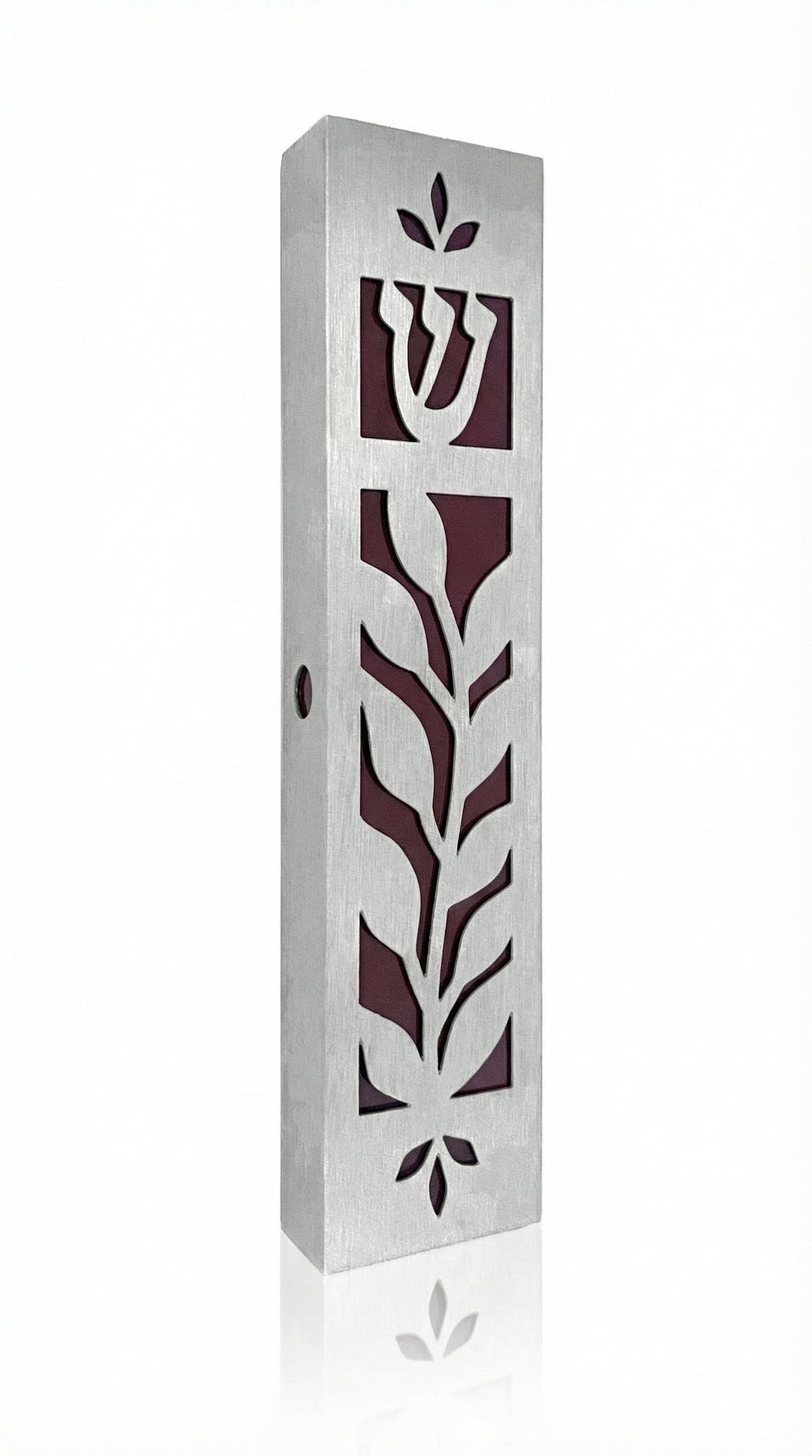 Red Aluminum Olive Leaf Mezuzah Case with Strong Tape